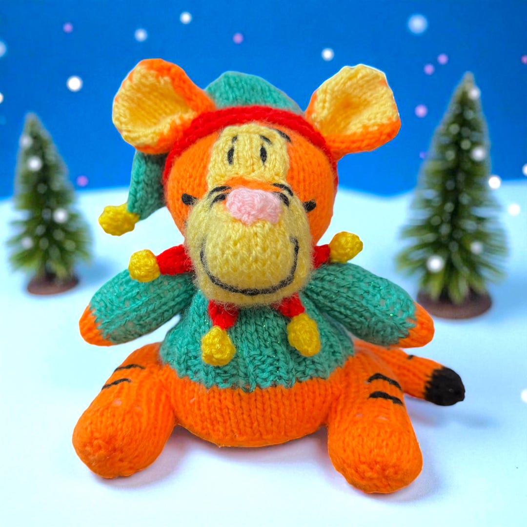KNITTING PATTERN - Christmas Tiger Choc Orange Cover / 15 Cms Pooh Toy ...