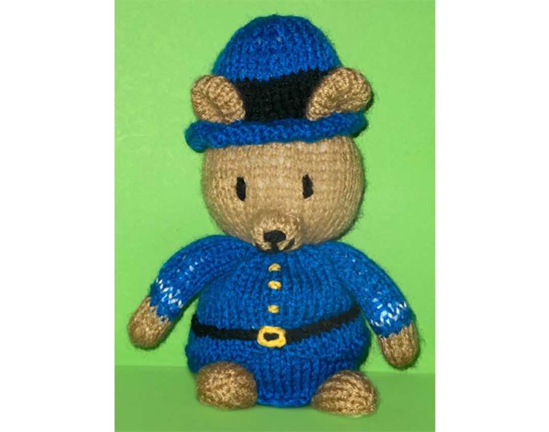KNITTING PATTERN - Police Teddy Bear Choc Orange Cover /15cm British ...
