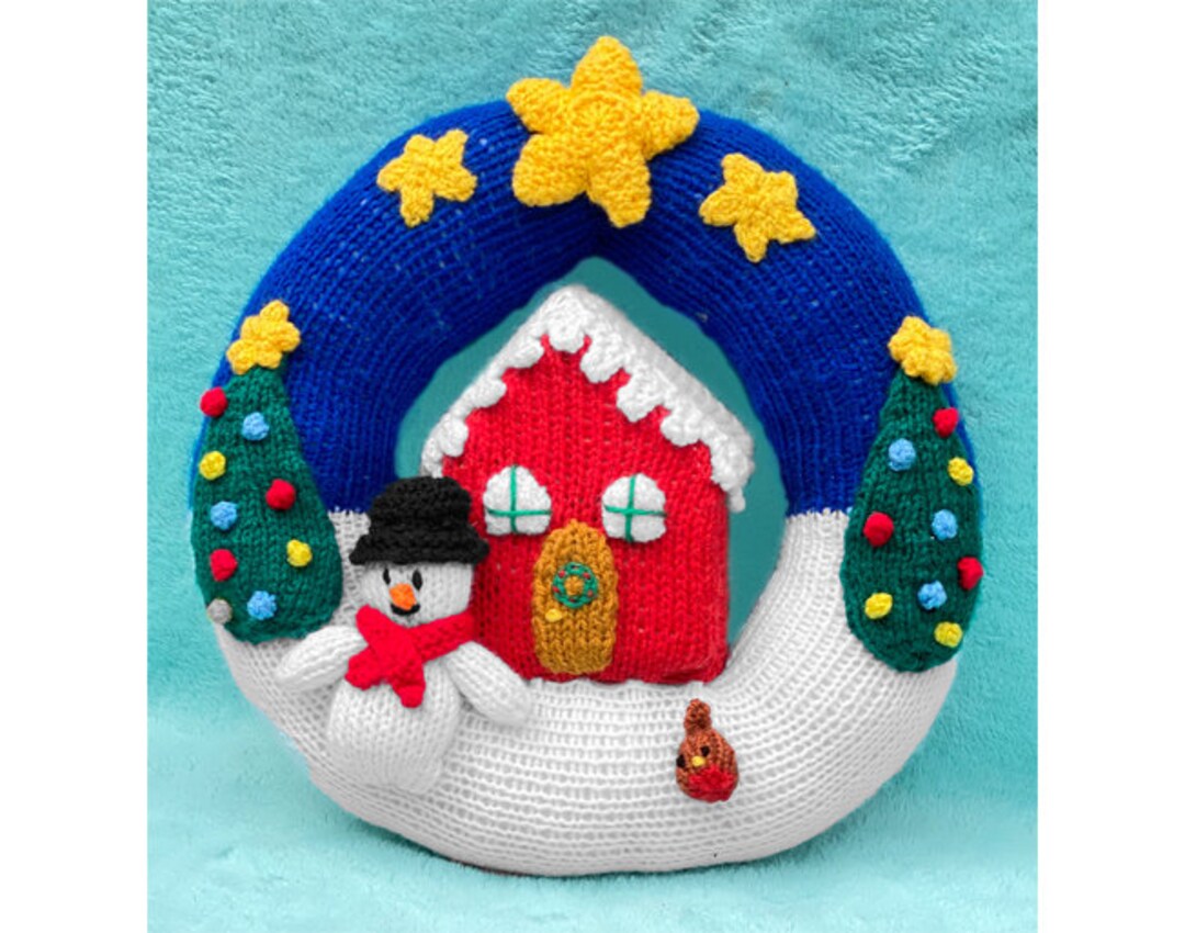 KNITTING PATTERN - Christmas Eve Snowman Wreath Hanging Decoration 22 ...