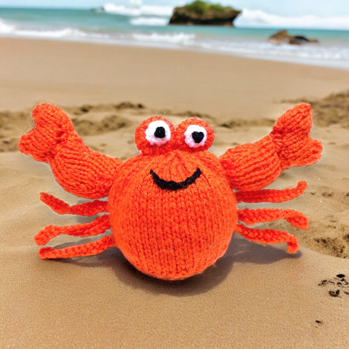 KNITTING PATTERN - Kevin the Crab Choc Orange Cover / 13 Cms Seaside ...