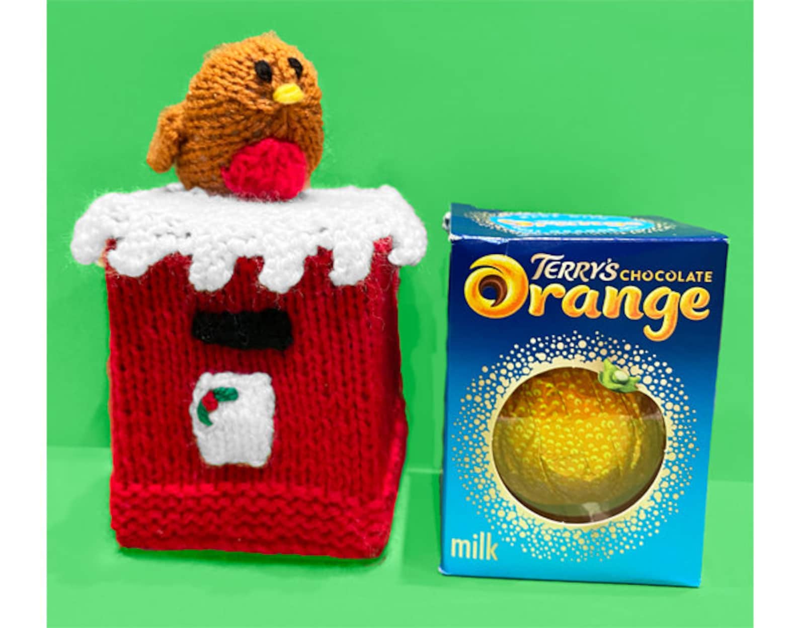 KNITTING PATTERN - Christmas Pillar Box With Robin Choc Orange Box ...