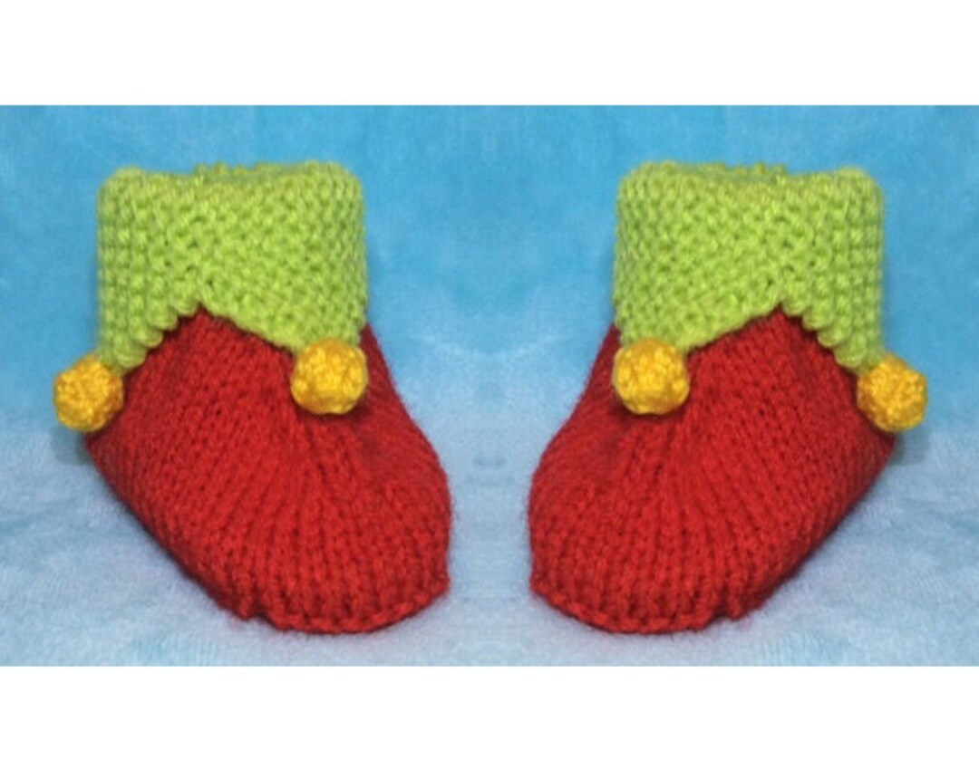KNITTING PATTERN - Christmas Elf Booties / Shoes Fit 0 - 6 Month Old ...