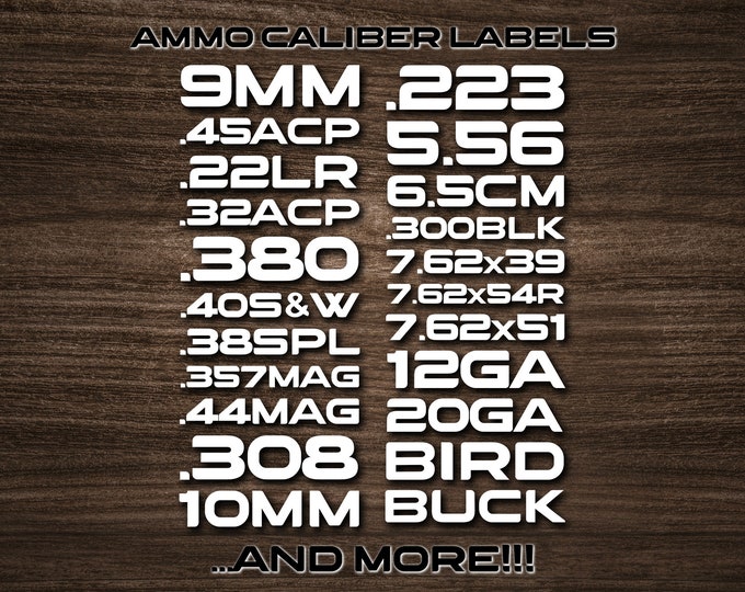Ammo Can Bullet Vinyl Decal Label Stickers Various Calibers - Etsy