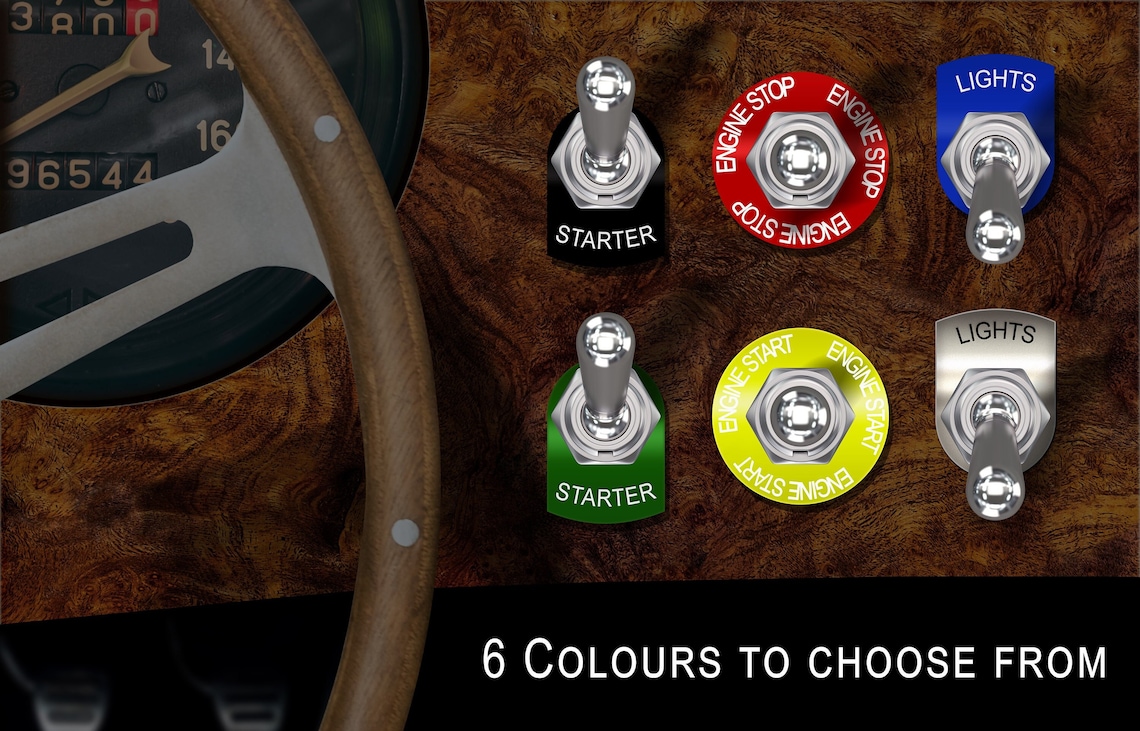 Classic Car Toggle Switch Label Tags, ( Any HOLE Size ) ( Any TEXT ...