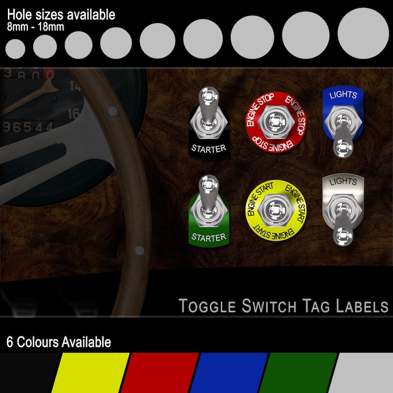 Classic Car Toggle Switch Label Tags Any Hole Size Any Etsy