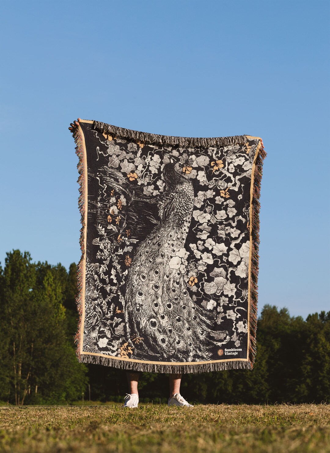 Peacock Blanket • Woven Throw • Printed Blanket • Boho Home Decor ...