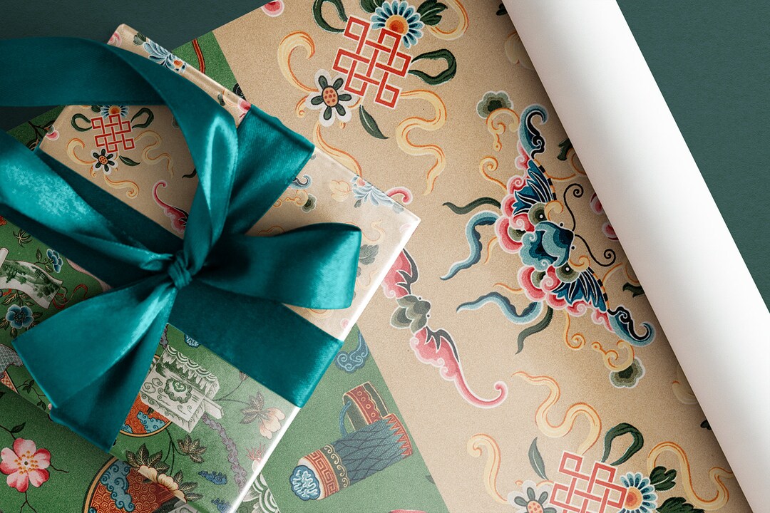 Two Tone Pattern Wrapping Paper , Vintage Print, Art Lovers, Collage ...