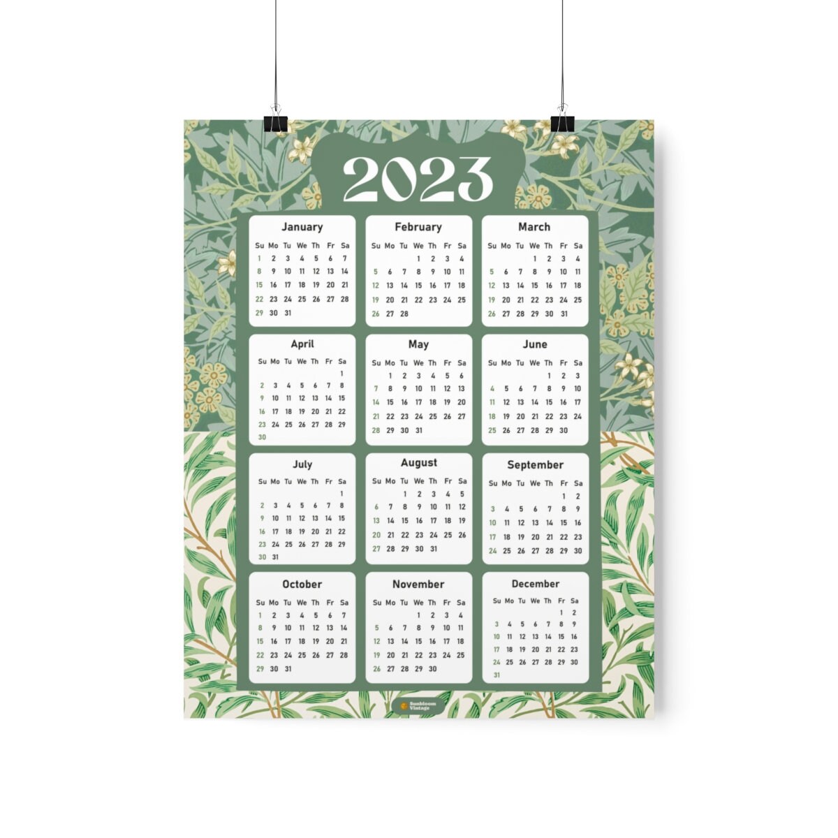 Willow Bough Year at a Glance 2023 Calendar Poster William - Etsy