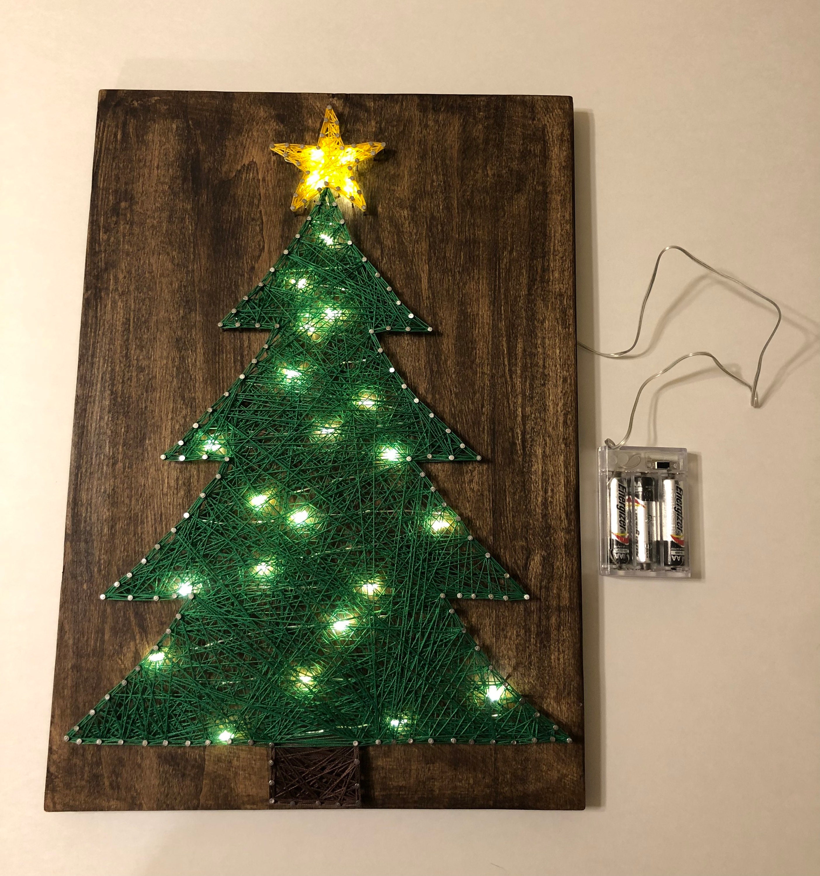 Lighted Christmas Tree String Art - Etsy