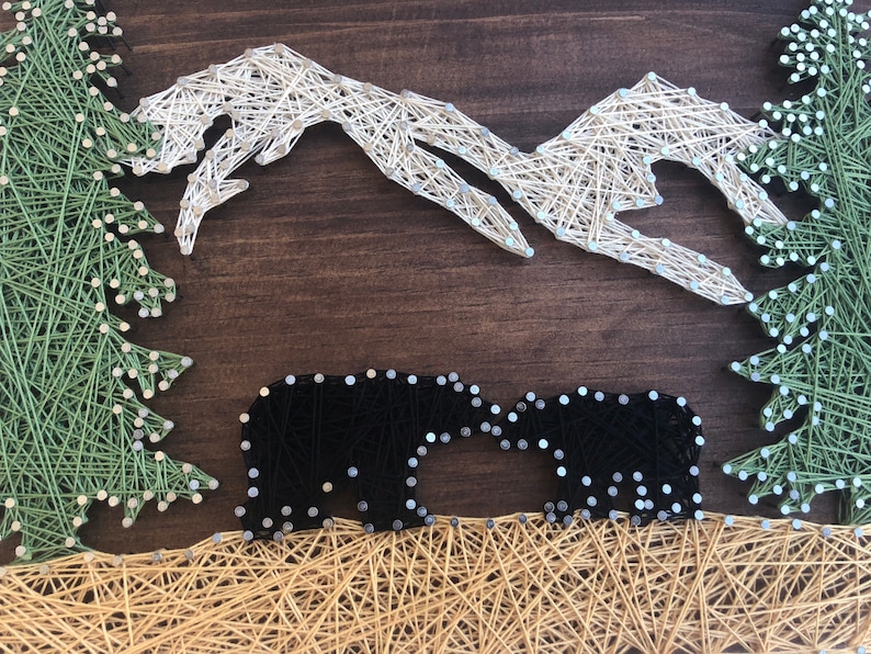 Mountain and Bear String Art - Etsy