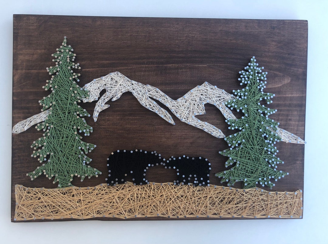Mountain and Bear String Art - Etsy