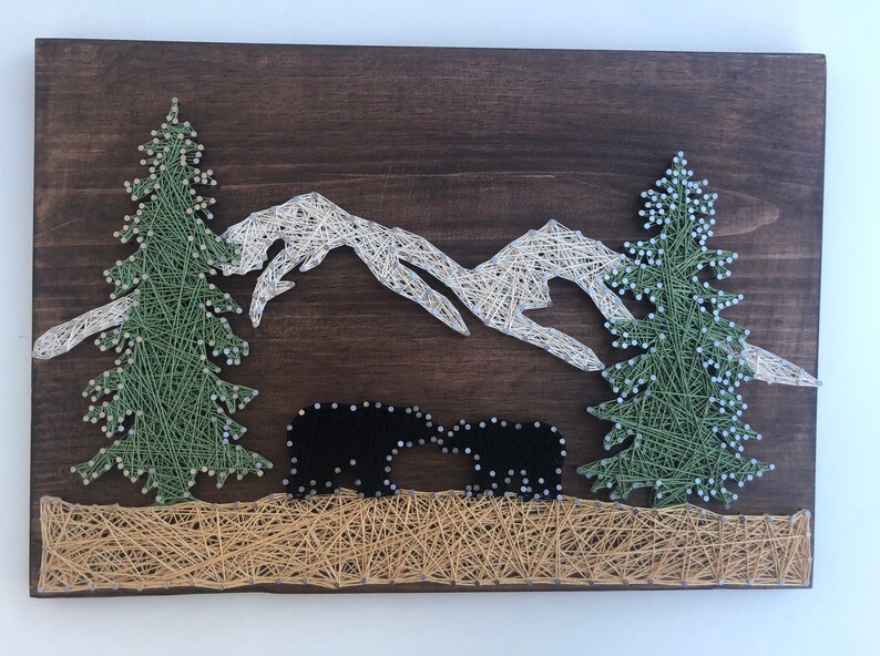 Mountain and Bear String Art - Etsy
