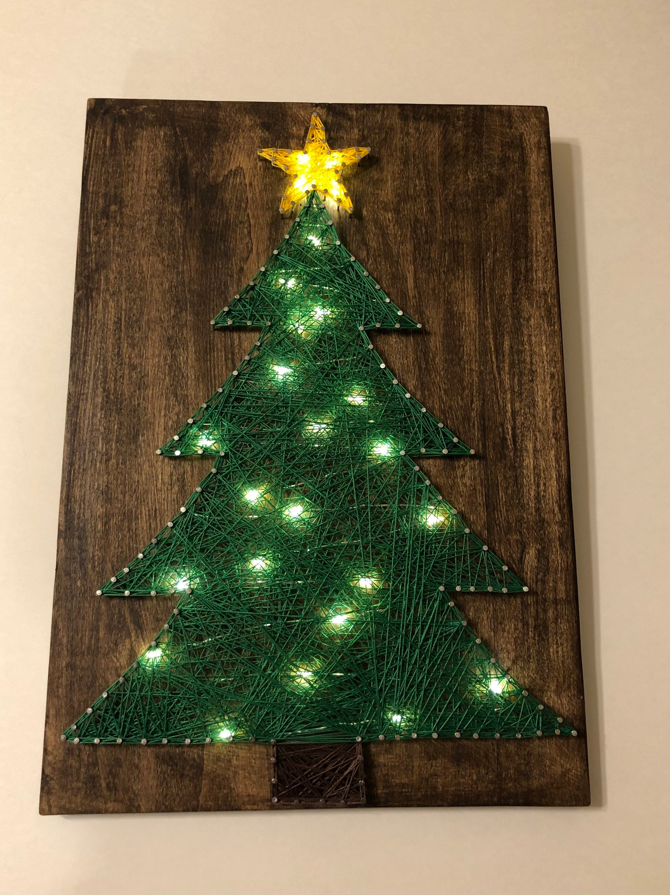 Lighted Christmas Tree String Art - Etsy