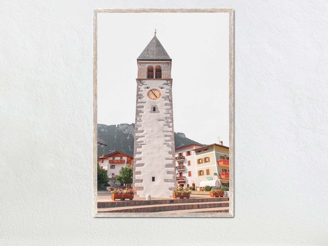 Clock Tower Molveno Architecture Printable Wall Art Digital Download ...