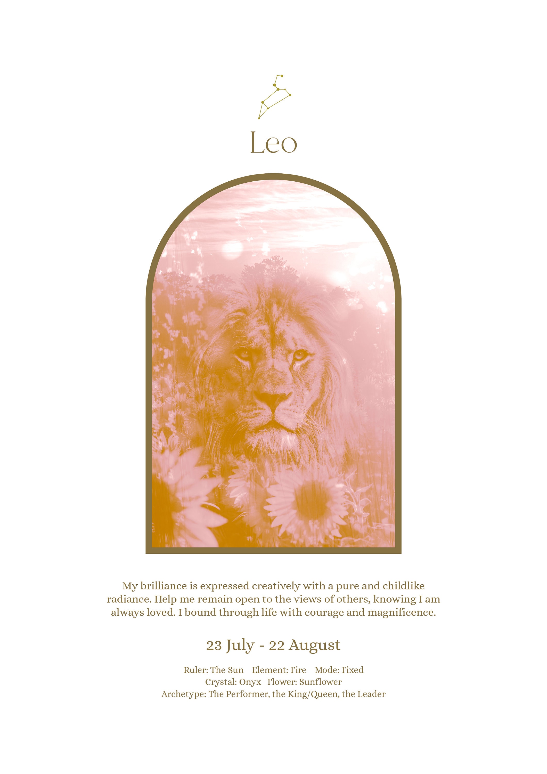 Leo Zodiac Sign Gift Art Print, Digital Download, Leo Wall Art, Zodiac ...