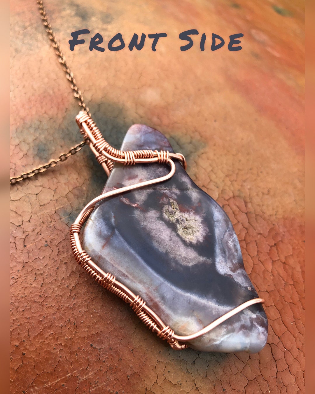 Copper Wrapped Purple Cloud Agate - Etsy