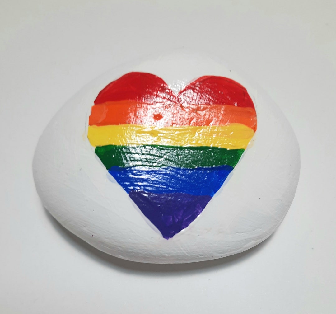 Rainbow Heart Pride Hand Painted Rock - Etsy