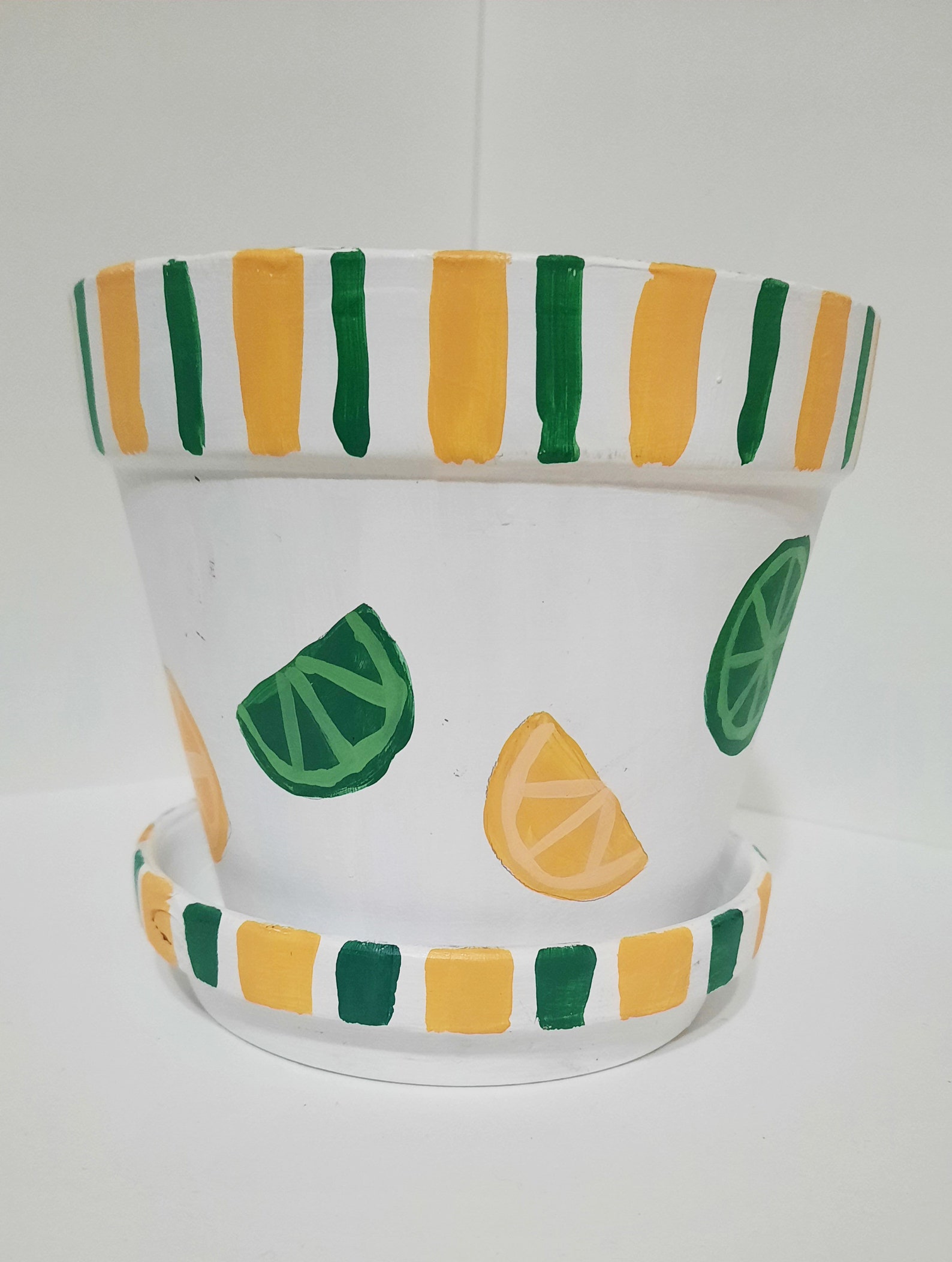 Lemon Lime Painted Terra Cotta Pot - Etsy
