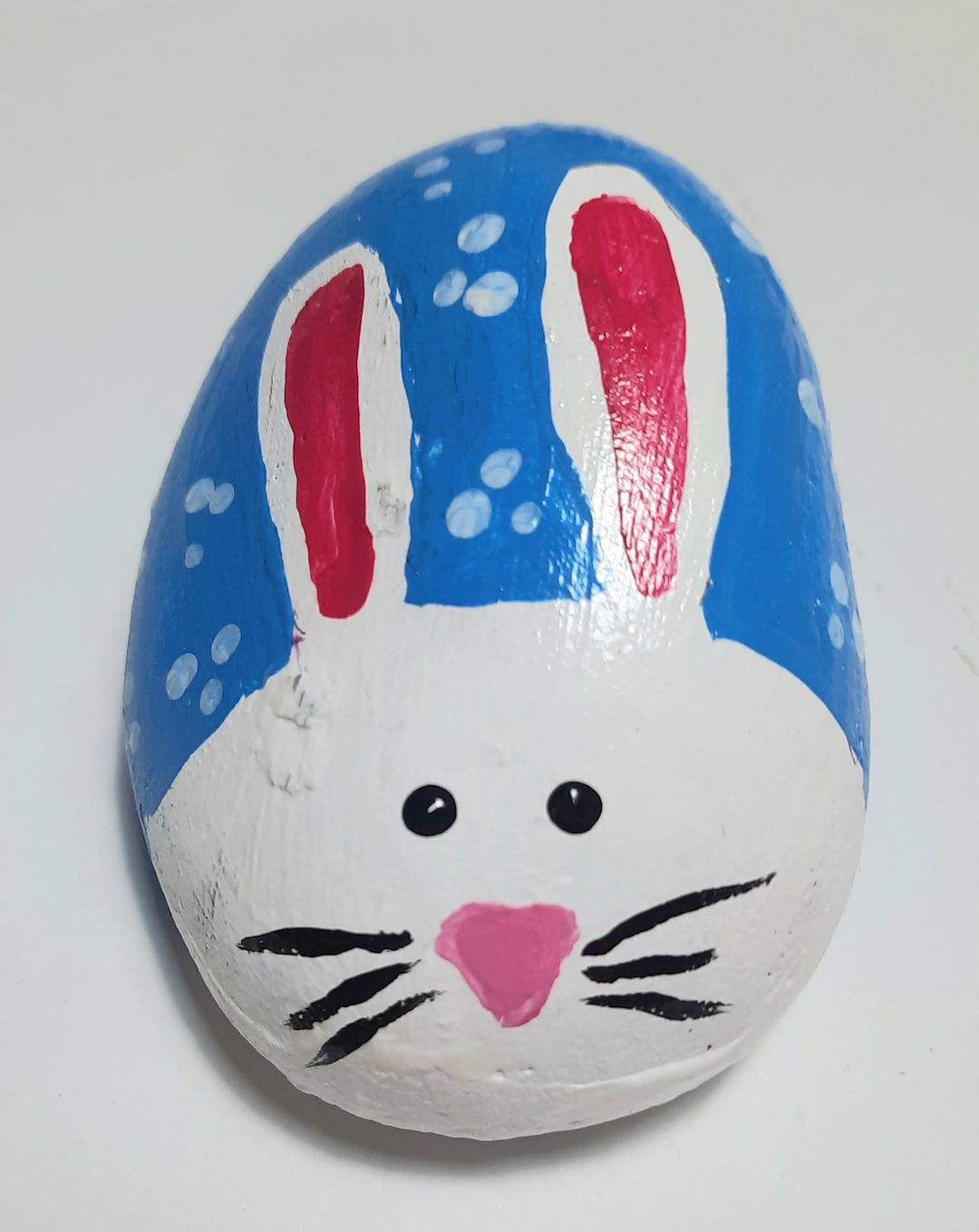 Easter Bunny-blue Hand Painted Rock - Etsy