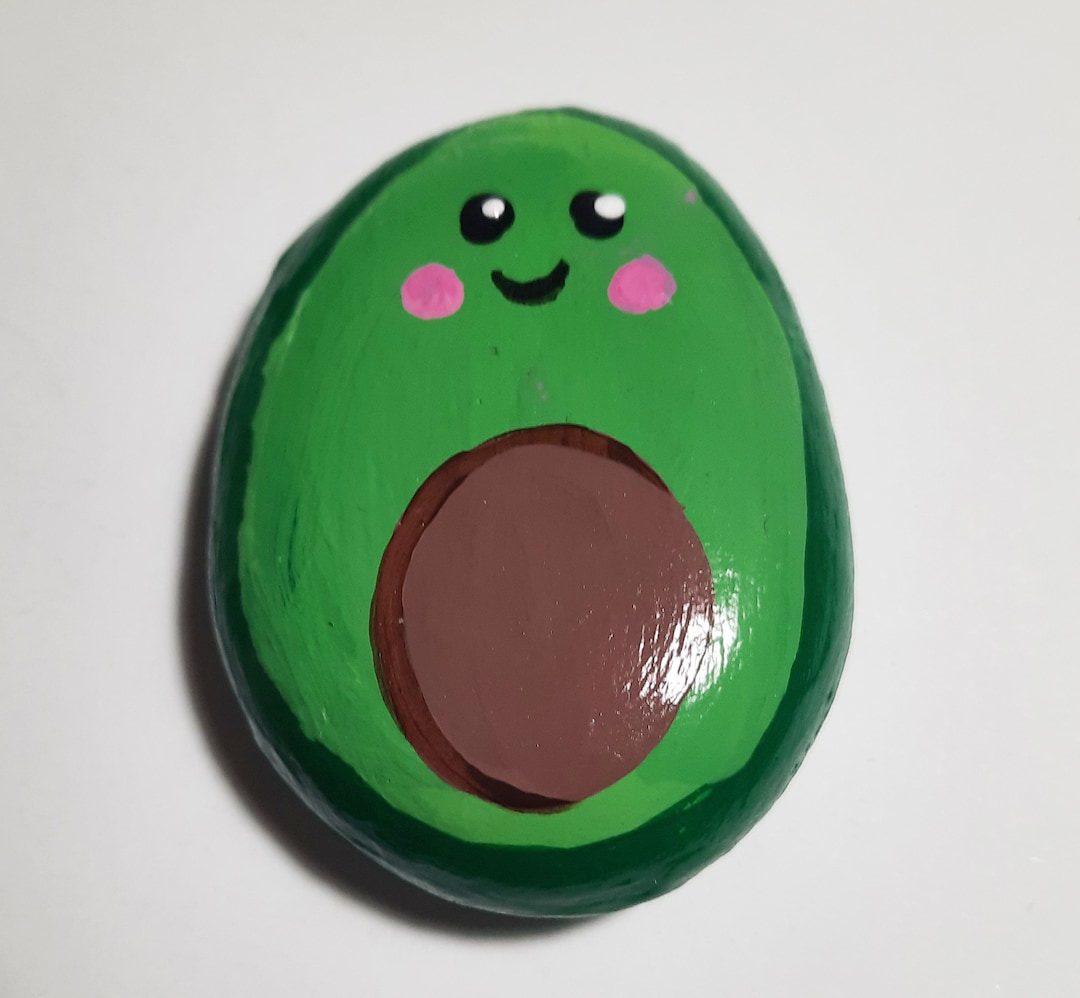 Happy Avocado Hand Painted Rocks - Etsy