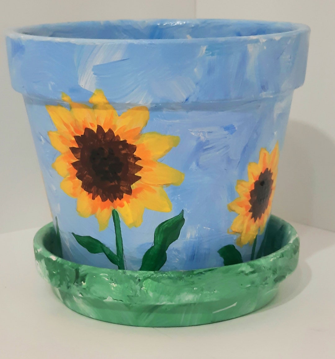 Sunflowers 5.5 Inch Painted Terra Cotta Pot - Etsy
