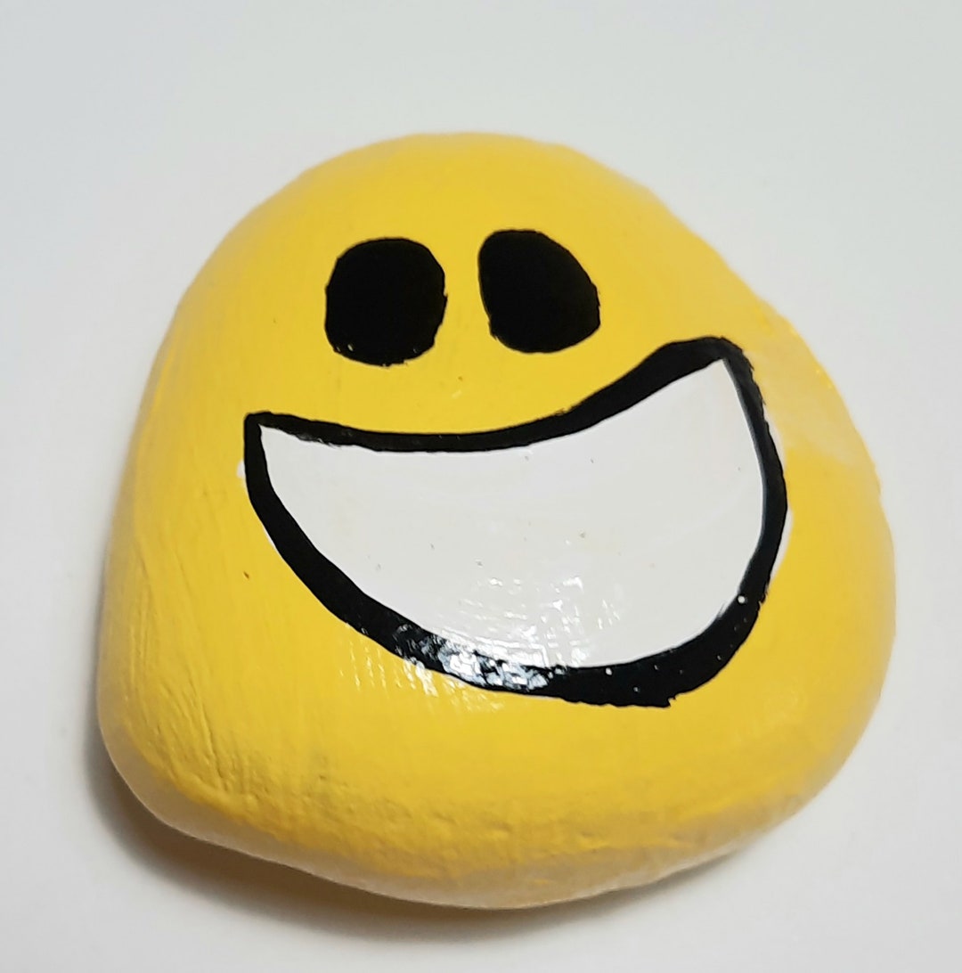 Smilie Face-2 Hand Painted Rock - Etsy