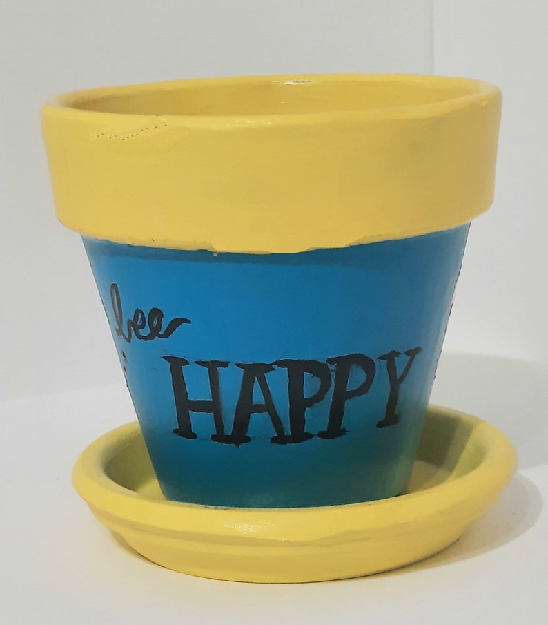 Bee Happy Terra Cotta 4inch Pot and Saucer - Etsy