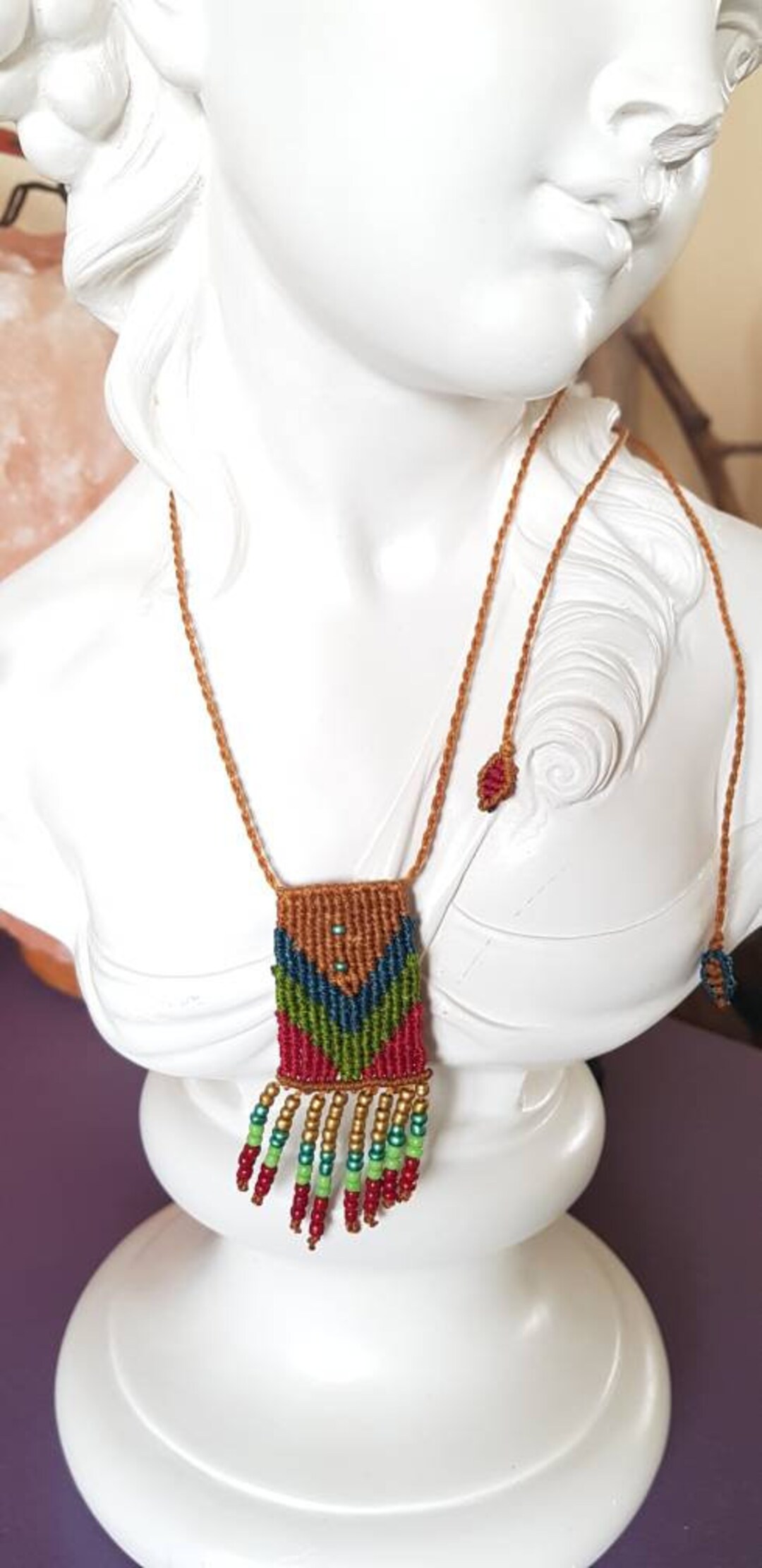 Small Breastplate Necklace and Glass Beads - Etsy