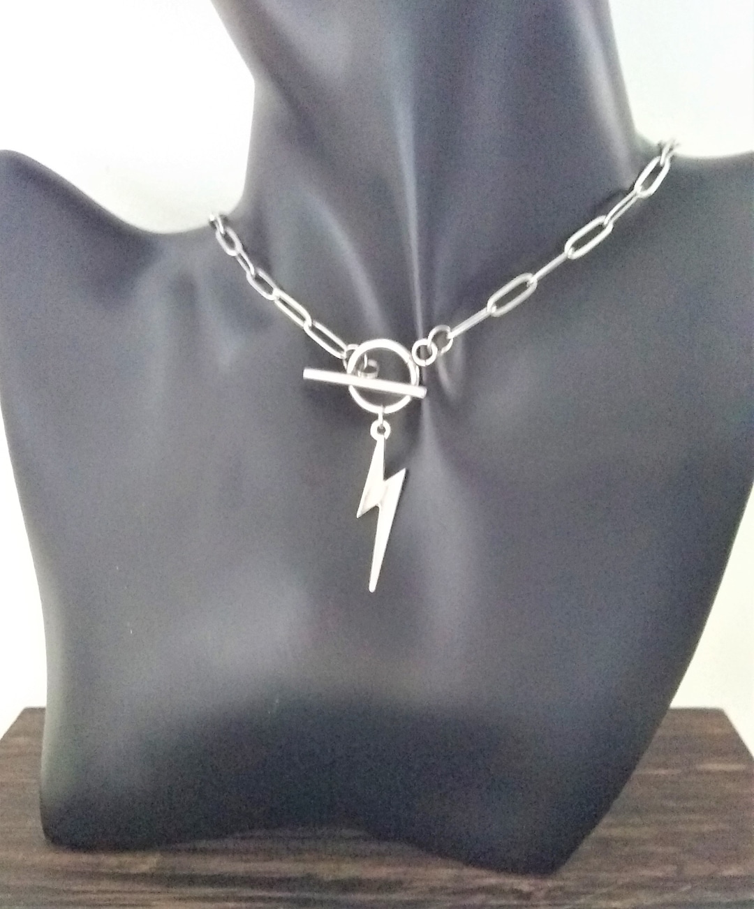 Lightning Bolt, Paper Clip Chain With Toggle Clasp - Etsy