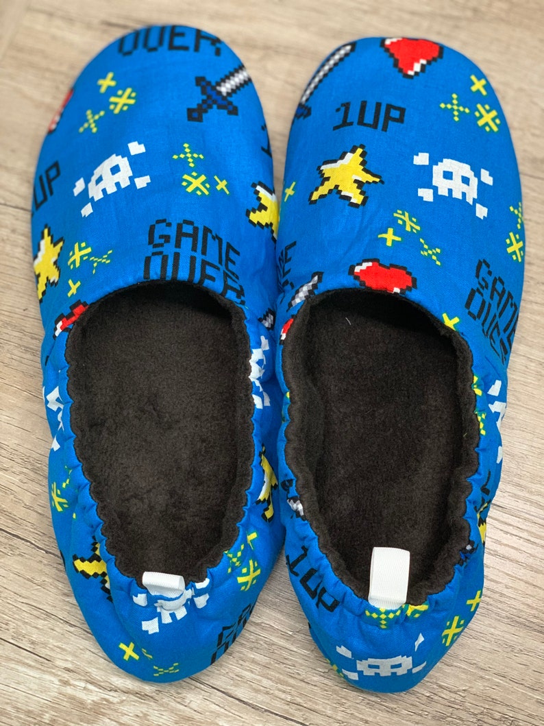 Game Over Video Game Print Slippers Soft Sole Slipper Socks - Etsy