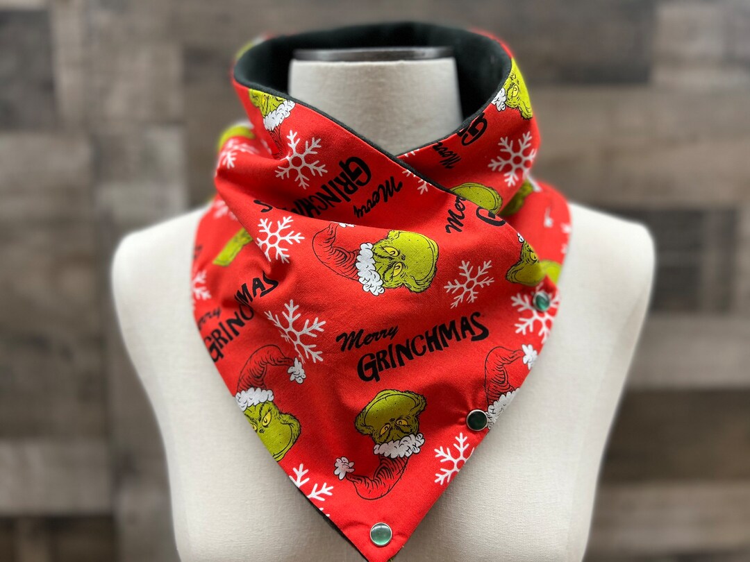 The Grinch Merry Grinchmas Cowl Neck Scarf With Snap Closure - Etsy