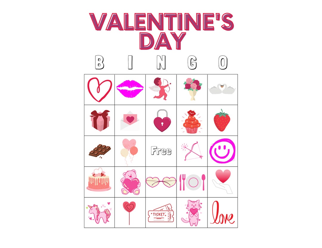 Valentine's Day BINGO Game for Kids and Adults | Valentine's Day ...