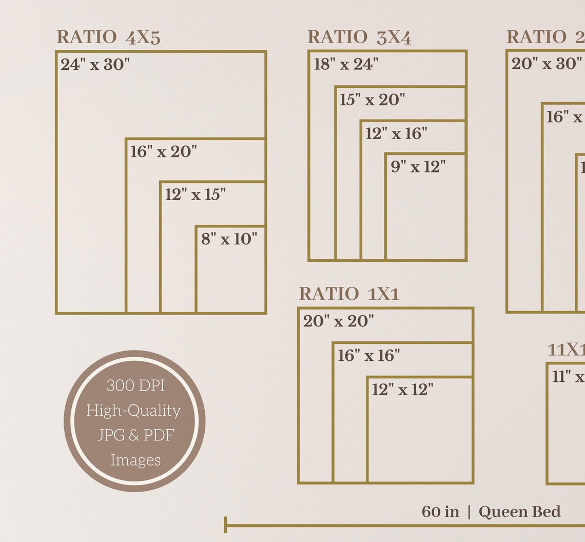 Wall Art Size Guide, Vertical Frame Size Guide, Print Size Guide ...