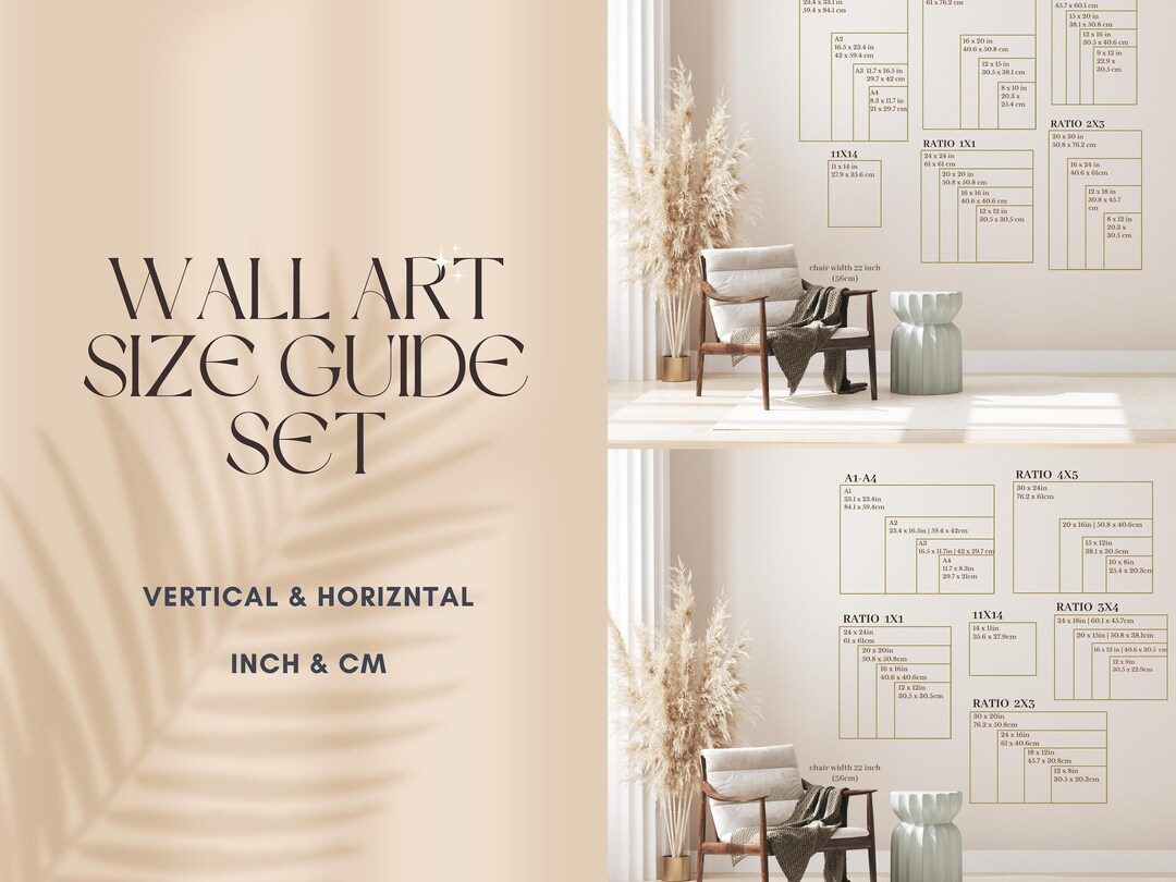 Set__vertical, Horizontal, Inch & Cm, Wall Art Size Guide SET, Frame ...