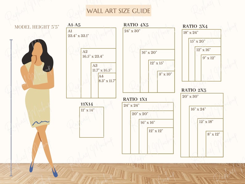 Set__vertical, Horizontal, Wall Art Size Guide SET, Frame Size Guide ...