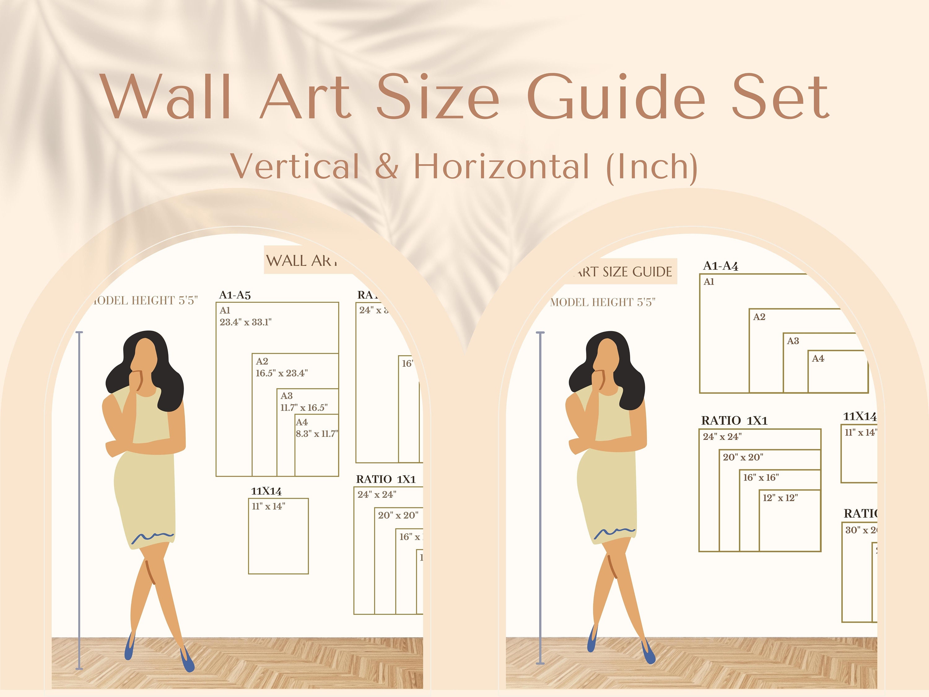 Set__vertical, Horizontal, Wall Art Size Guide SET, Frame Size Guide ...