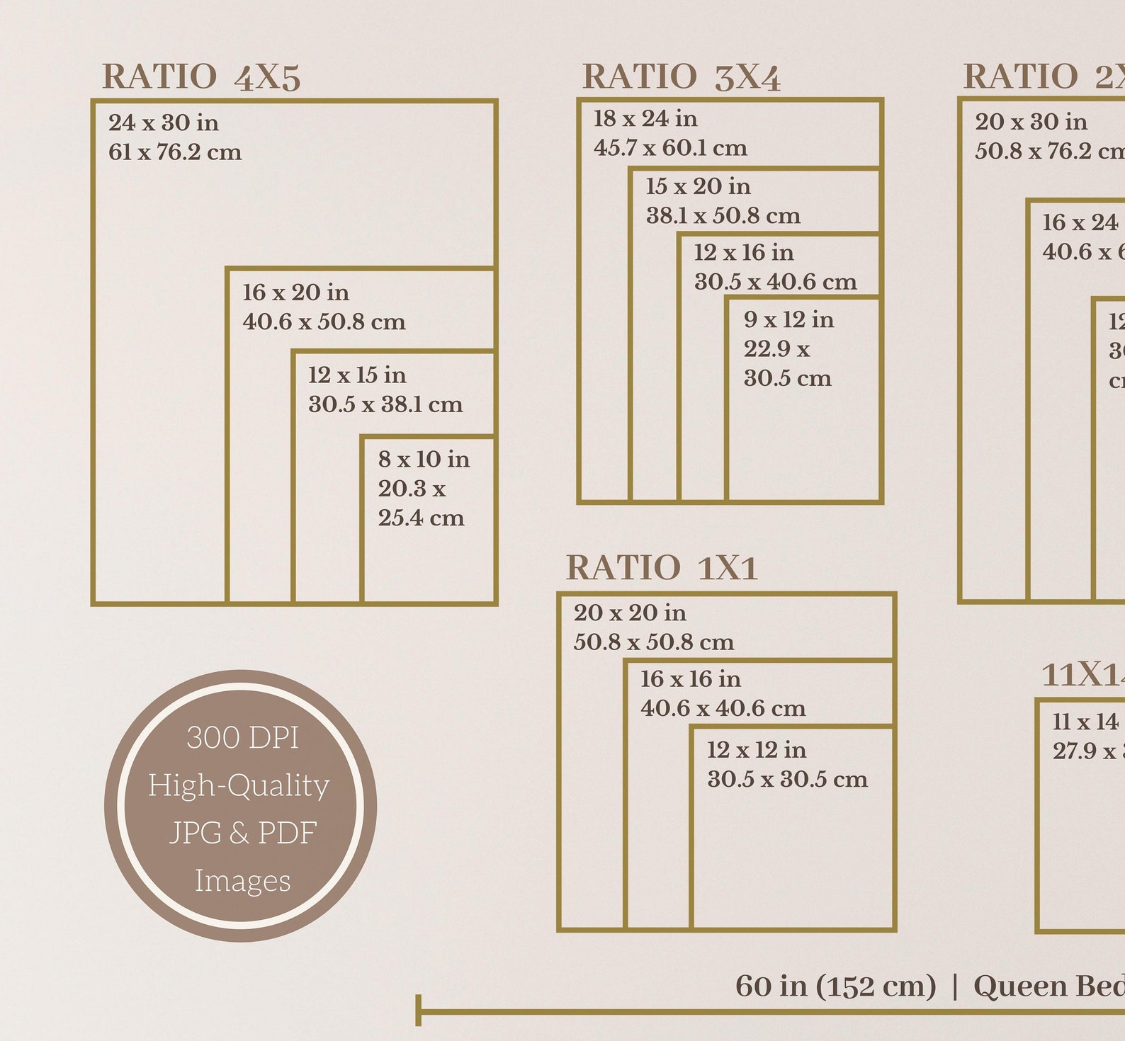 Wall Art Size Guide, Vertical Frame Size Guide, Print Size Guide ...