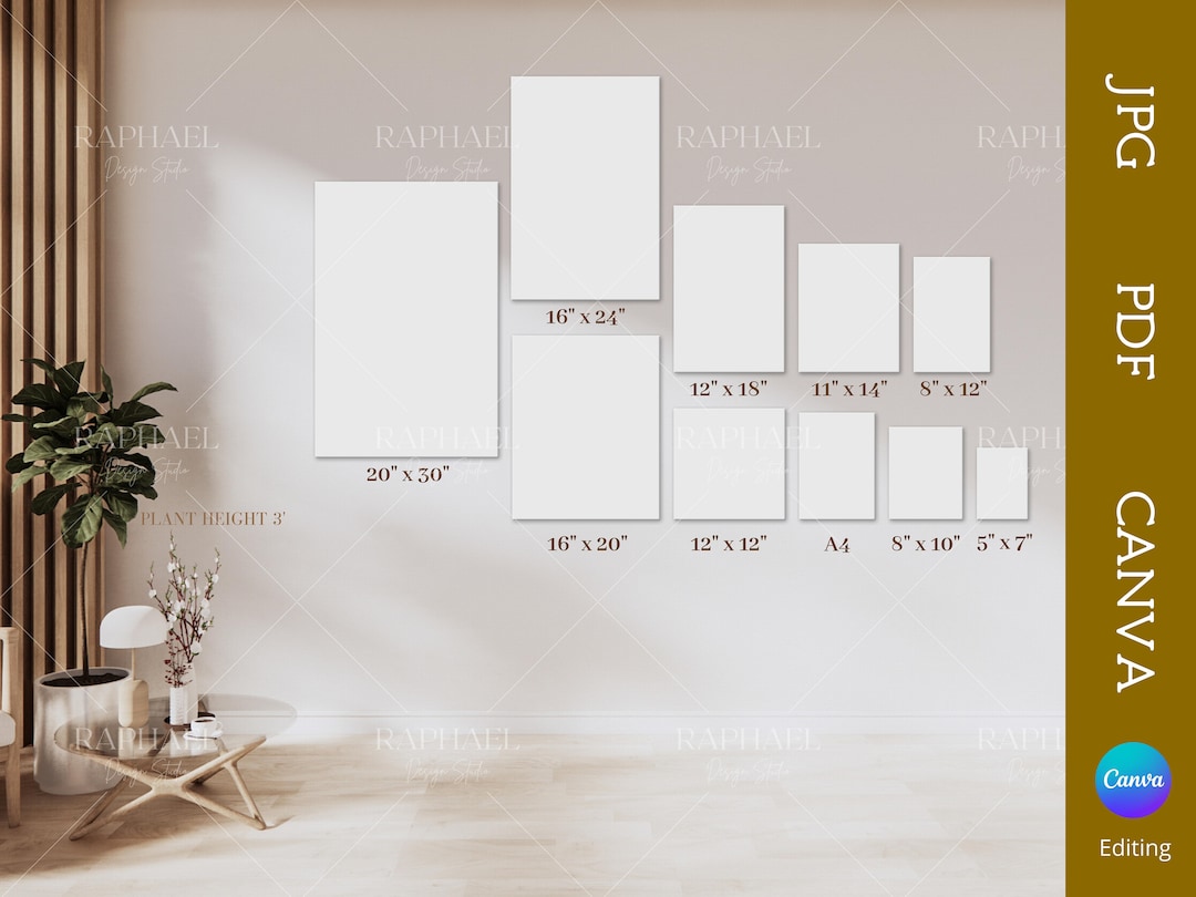 Canvas Size Guide, JPG, PDF, Canva, Wall Art Size Guide, Print Size ...