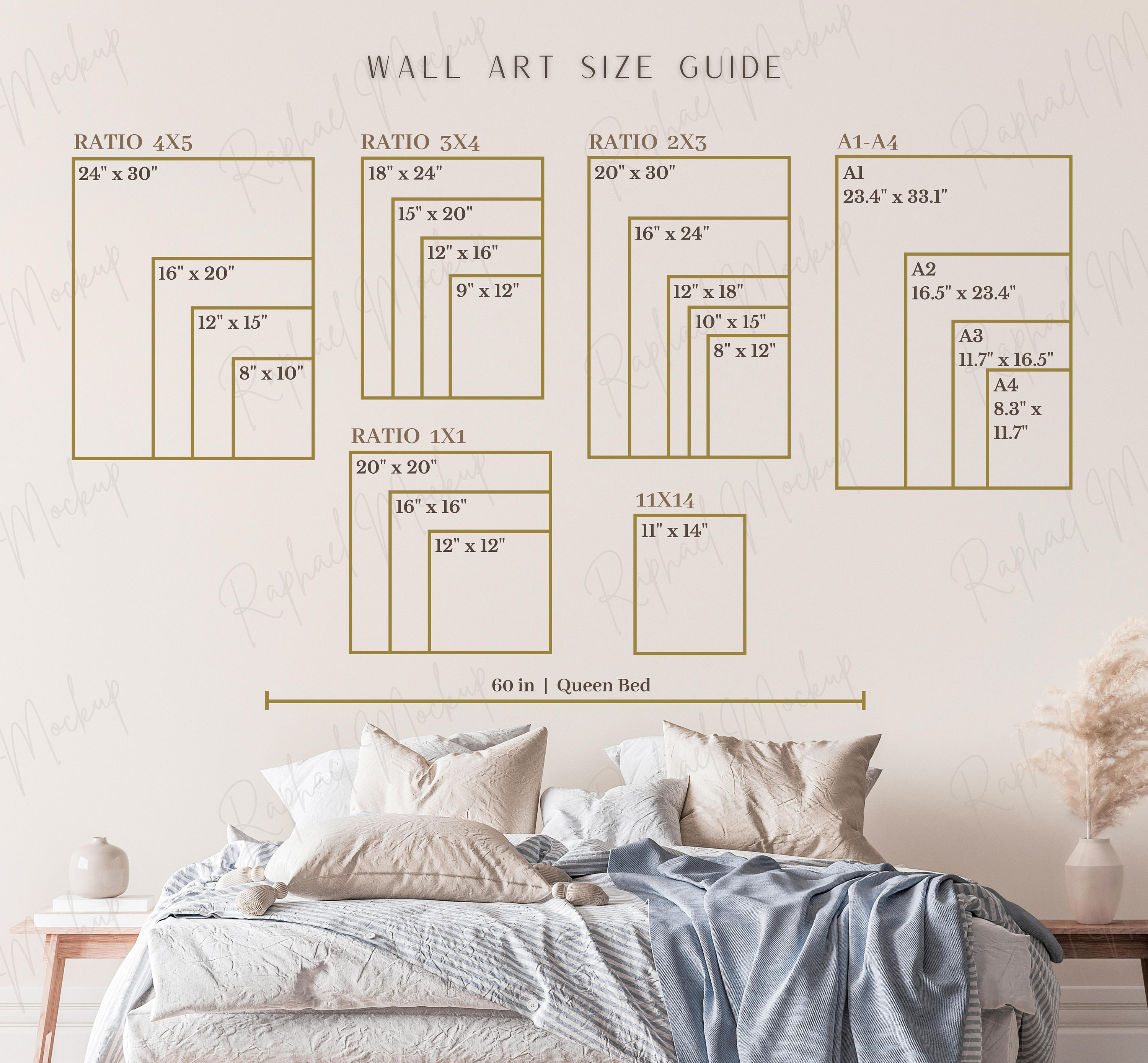 Wall Art Size Guide, Vertical Frame Size Guide, Print Size Guide ...