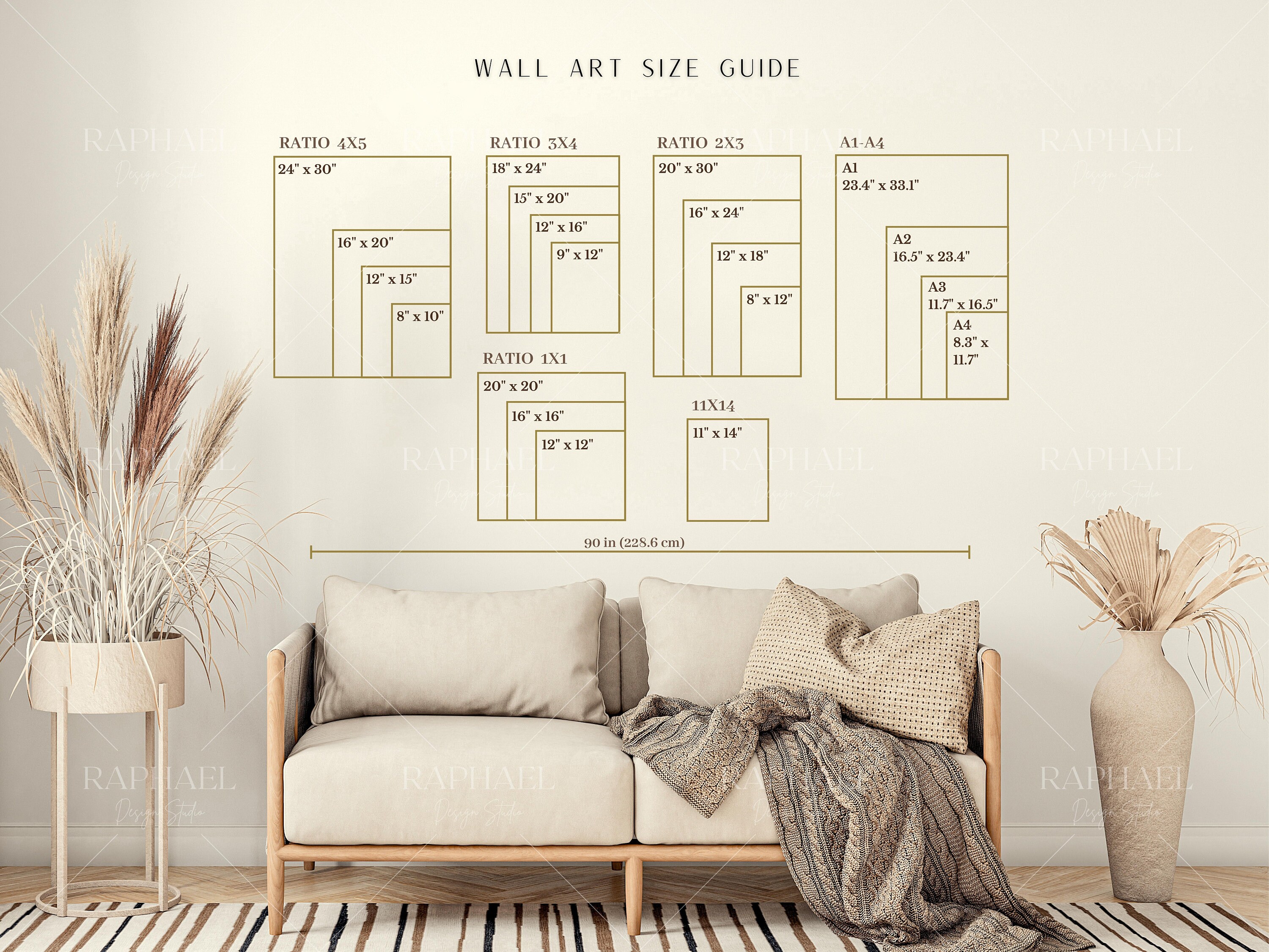 Wall Art Size Guide, Frame Size Guide, Print Size Guide, Poster Size ...