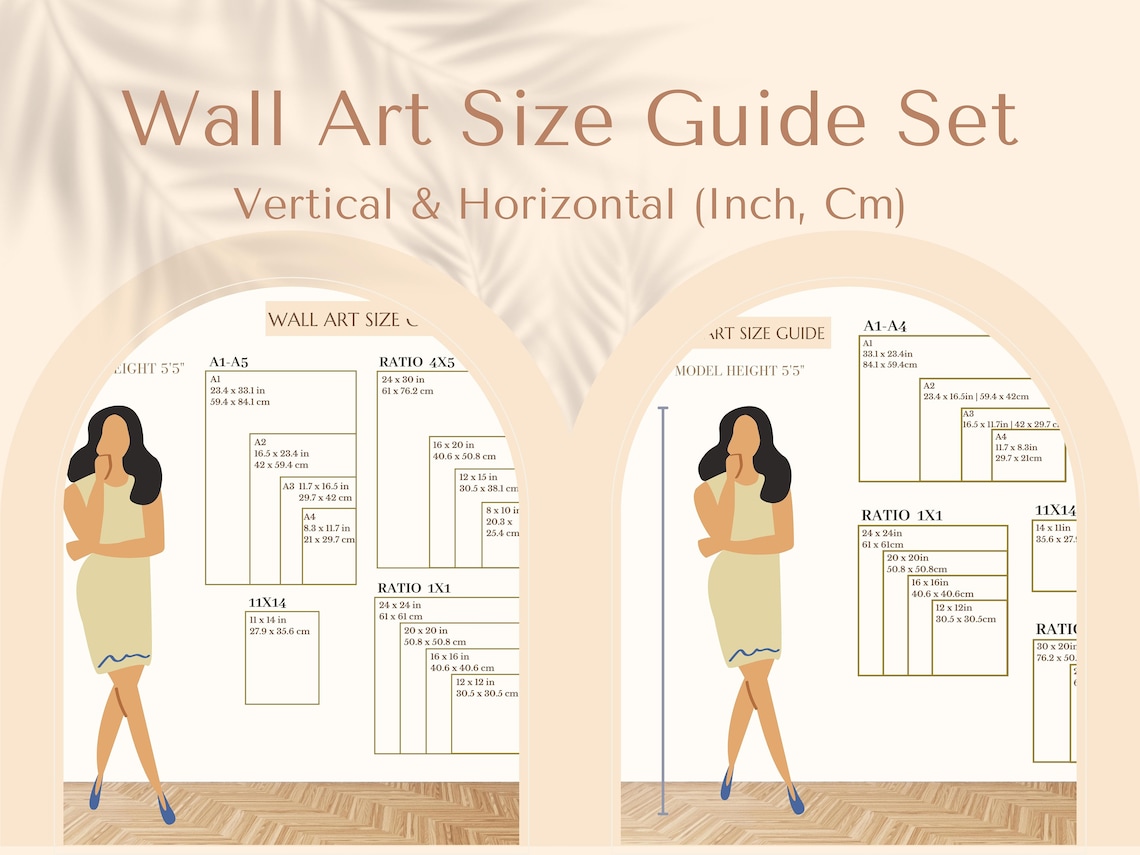 Set__vertical, Horizontal, Wall Art Size Guide, Frame Size Guide, Print ...