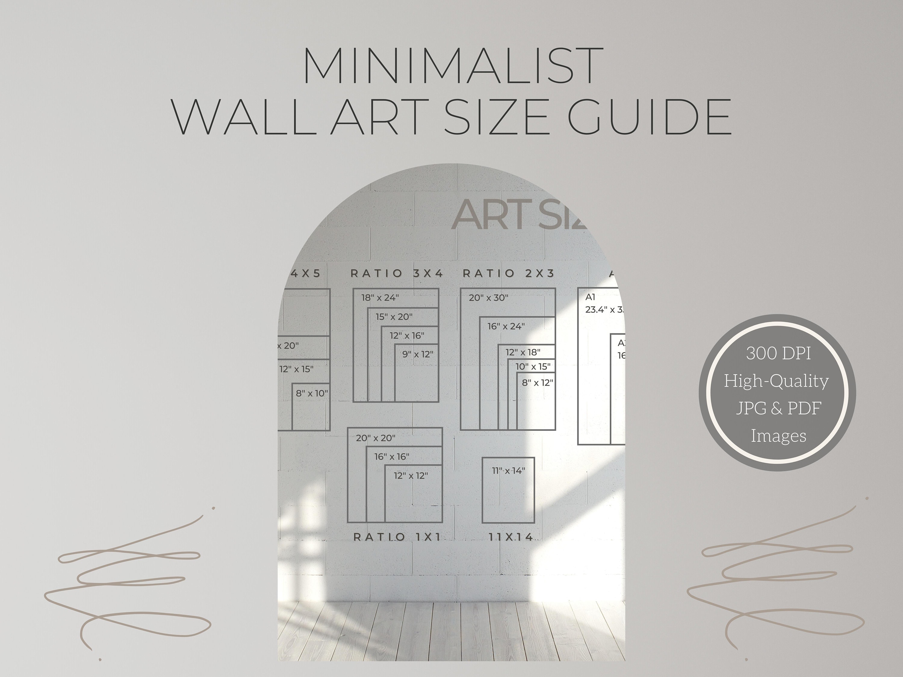 Minimal_wall Art Size Guide, Frame Size Guide, Poster Size Chart, Wall ...