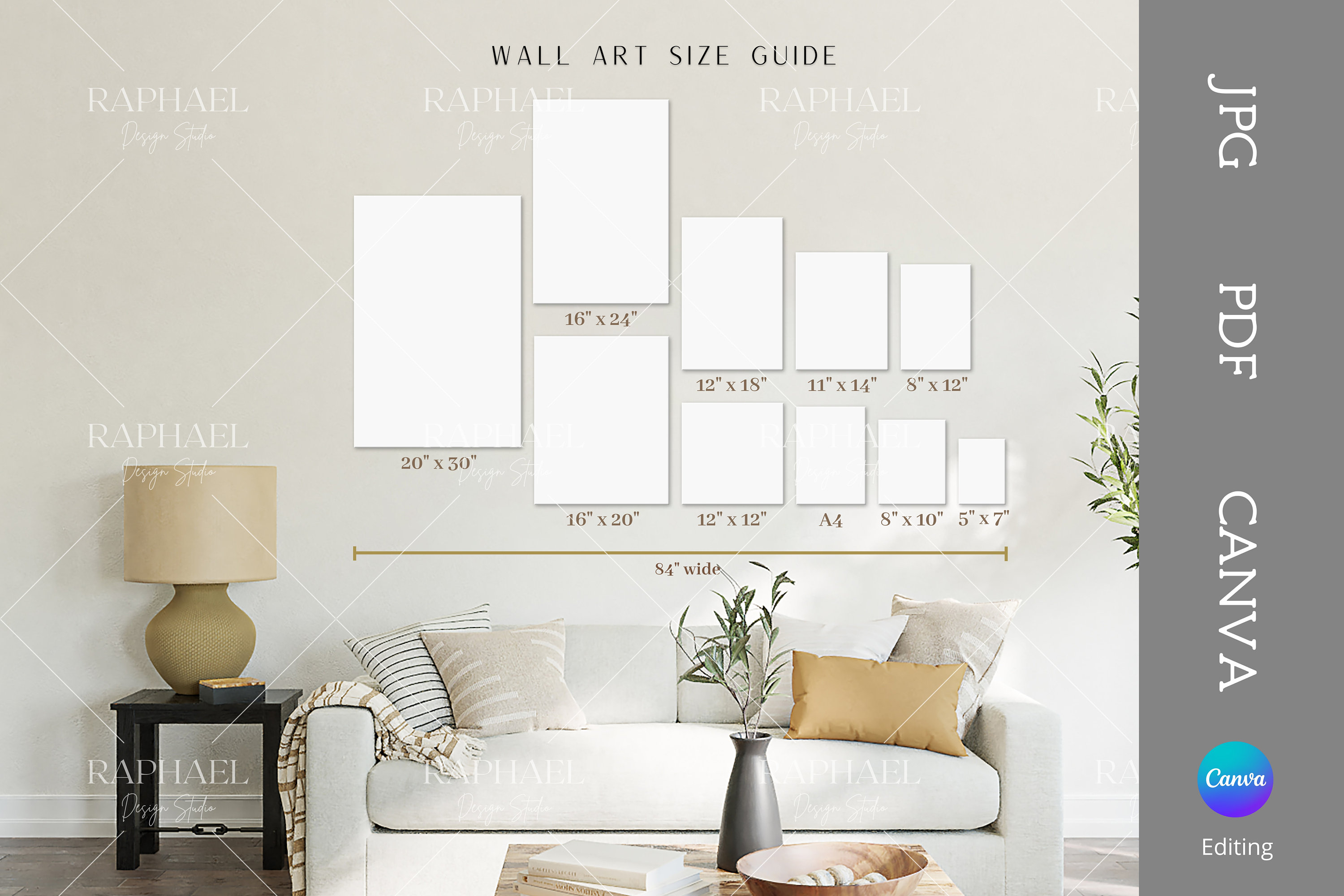 Two Set - Canvas Size Guide, JPG, PDF, Canva, Wall Art Size Guide ...