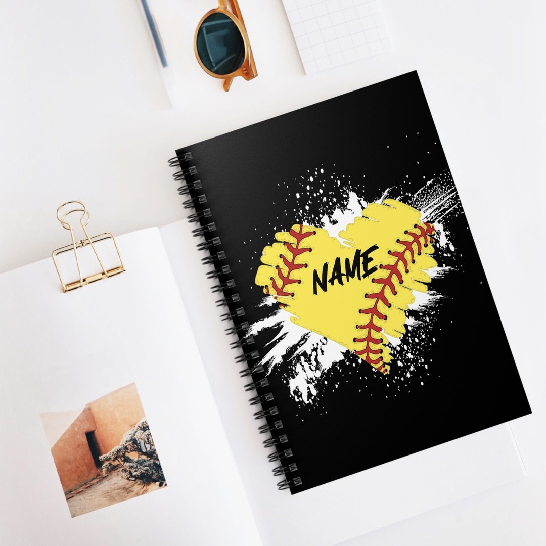 Personalized Softball Spiral Notebook Ruled Line, Journal, Writing ...