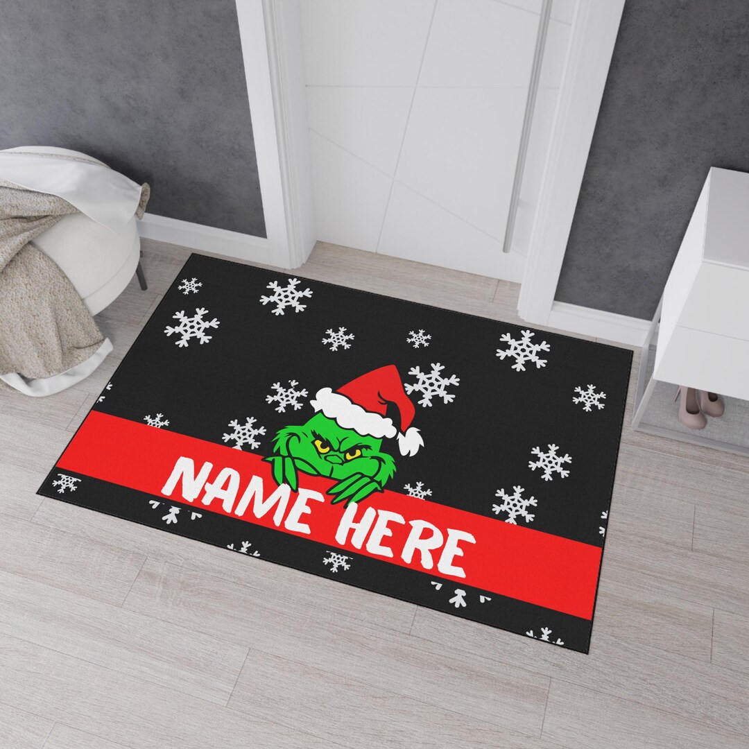 Grinch Christmas Door Mat | Personalized Holiday Entry Rug - Etsy