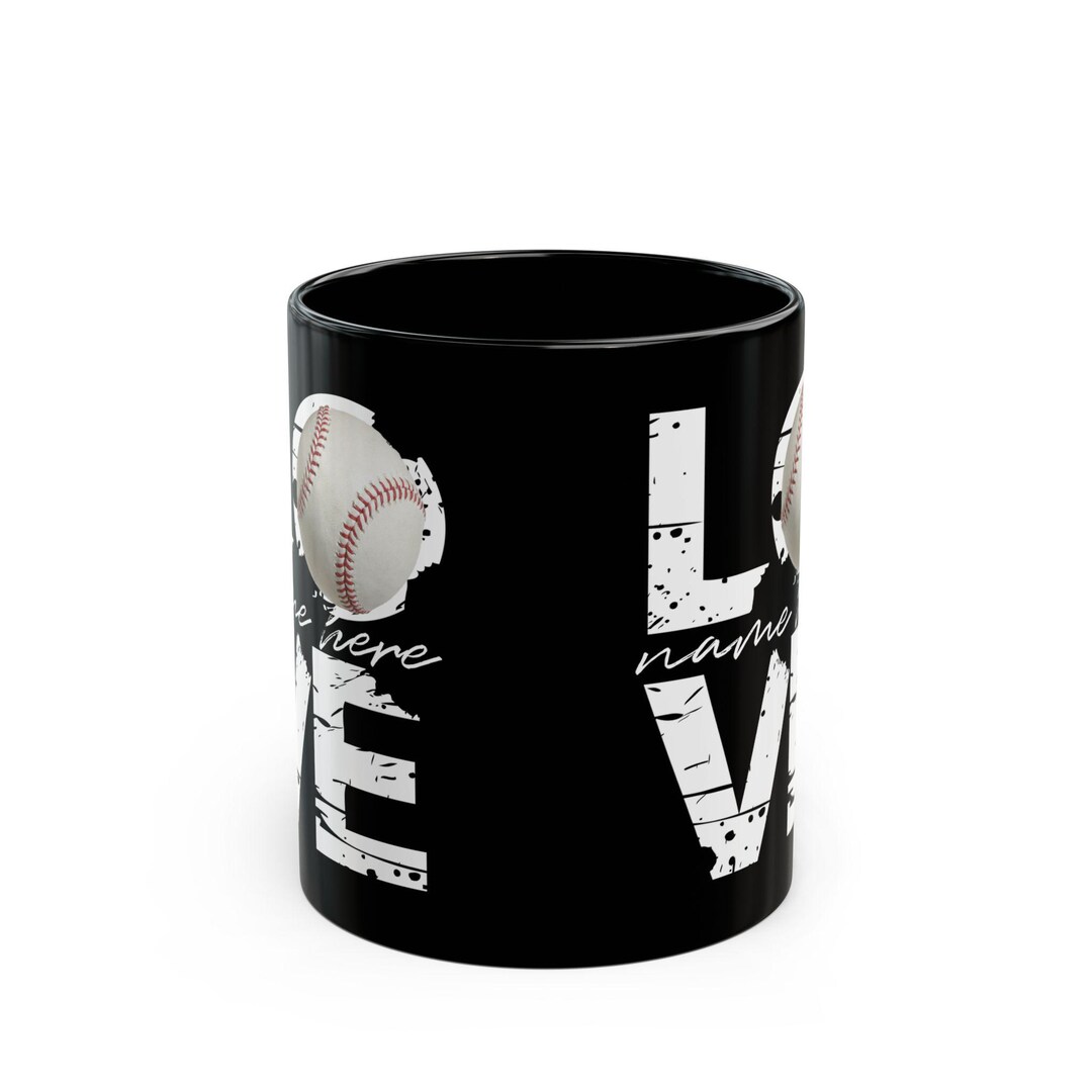 Personalized Baseball 11oz Black Mug, Coffee Mug, Ceramic Mug, Home ...