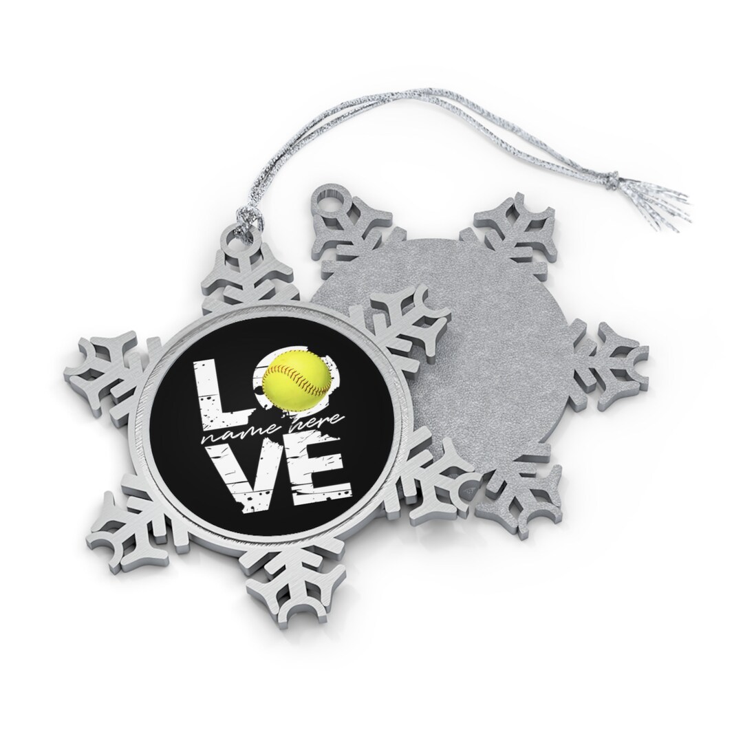Personalized Softball Pewter Snowflake Ornament, Christmas Ornament ...