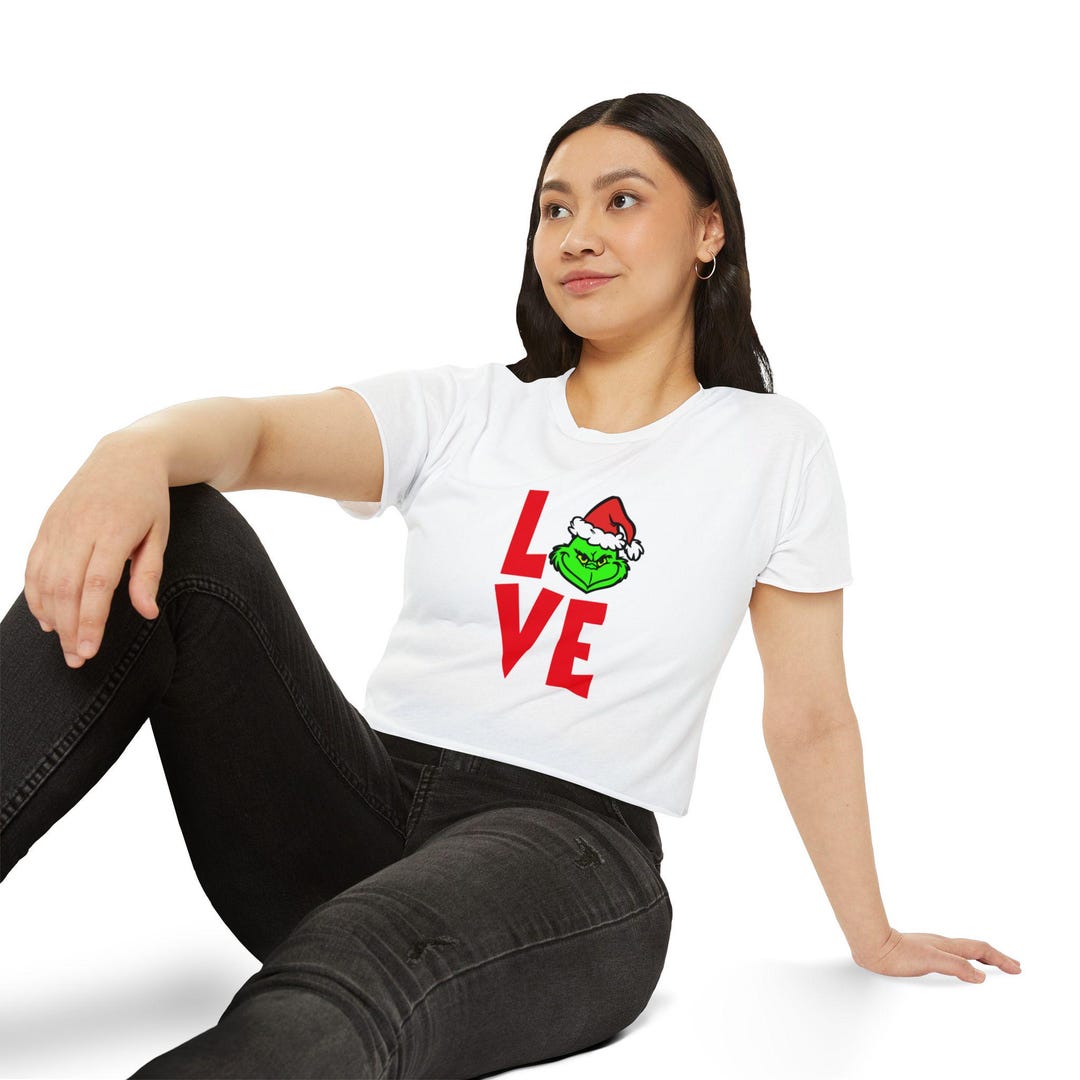 Grinch Crop Top | Merry Grinchmas Shirt | Funny Christmas Crop Tee ...