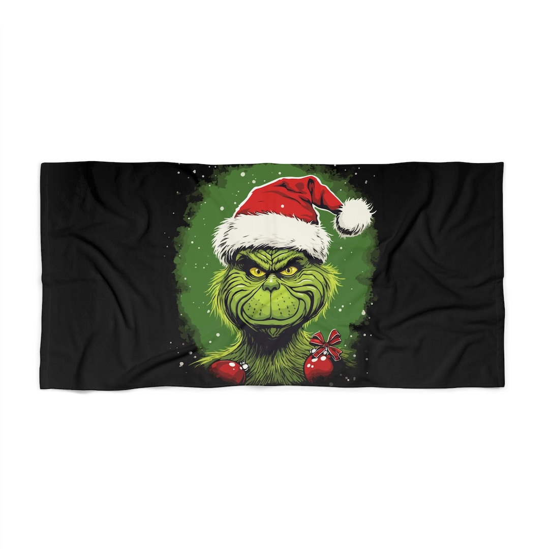 Christmas Beach Towel, Grinch, Holiday, Christmas, Personalized Gift ...