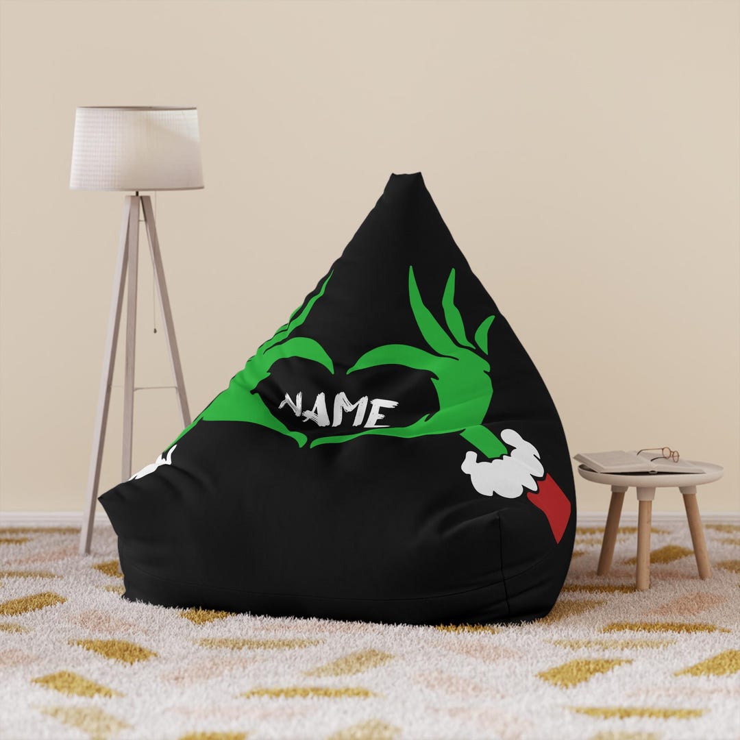 Personalized Grinch Bean Bag Chair Cover, Home Gifts, Custom Bean Bag ...